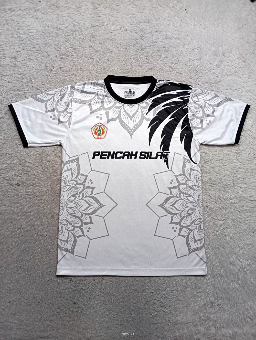 Jersey Pencak Silat Putih: Desain Mandala & Sayap Hitam - PROKAOS Gallery
